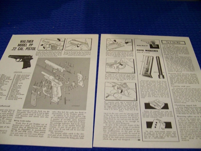 WALTHER MODEL PP (.22 Cal) Pistol..takedown/Exploded View/Parts Legend ...