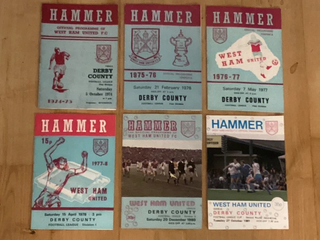 WEST HAM UNITED v DERBY COUNTY Football programmes - Collection x6 ...