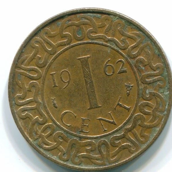 1 CENT 1962 SURINAME Netherlands Bronze Fish Colonial Coin #S10901C $2. ...