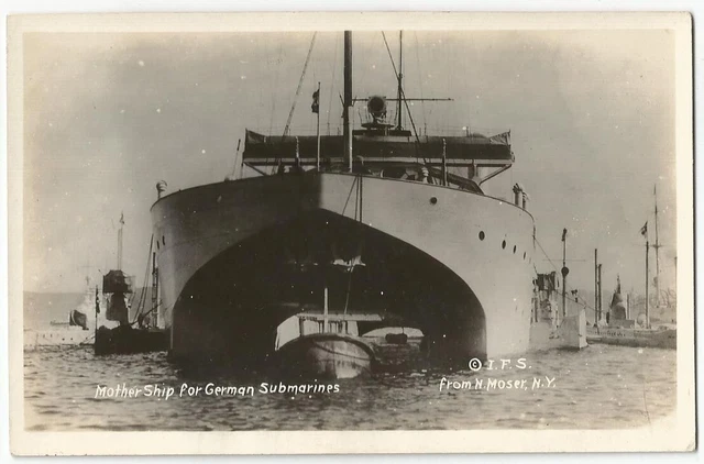 WW1 GERMAN U-BOAT Submarine Tender Mother Ship RPPC Real Photo c.1917 £ ...