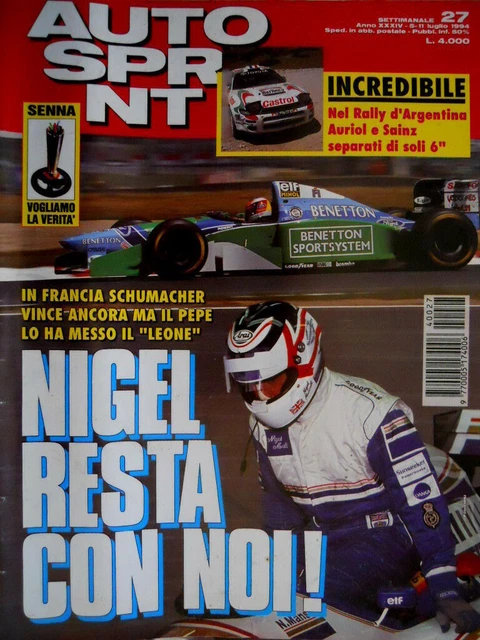 AUTOSPRINT 27 1994 Rally Argentina Sainz e Auriol. Kris Nissen. Caso ...