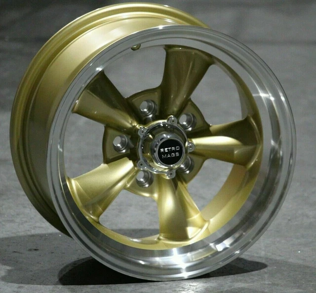 15& RETRO MAG Wheels Suit Holden HT, HG, HK, GTS, EK, EH, HR HD- 15x8 5 ...