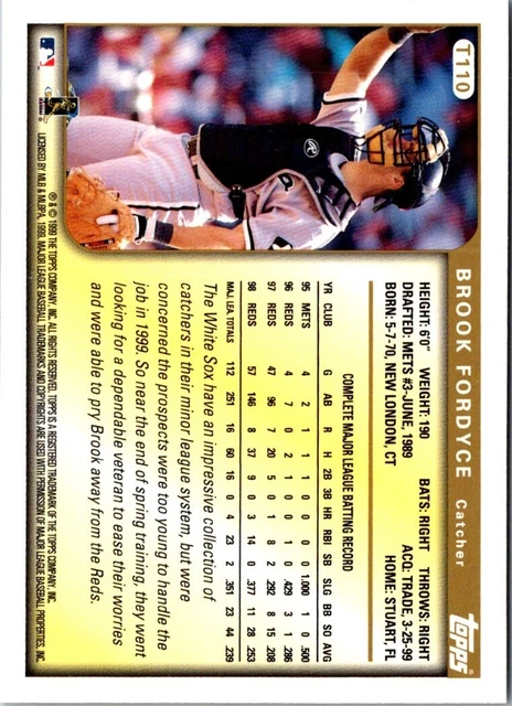 CARTE DE BASEBALL 1999 Topps Traded & Rookies Brook Fordyce #T110 ...