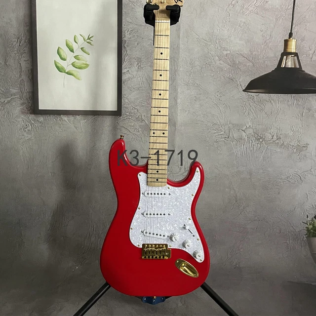 CUSTOM ST ELECTRIC Guitar Transparent Red SSS Pickups Maple Fretboard 6 ...