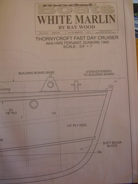 ORIGINAL MODEL BOAT Plan 2019 White Marlin Dunkirk Little Ship Day ...