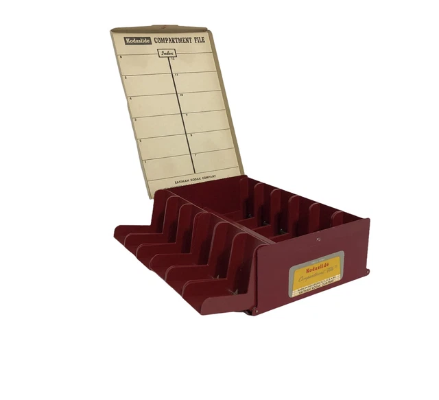 VINTAGE KODASLIDE KODAK Slide Compartment File Metal Box Slides Red ...