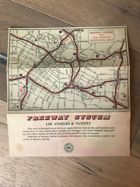 VINTAGE 1971 LOS Angeles Freeway System Los Angeles & Downtown Areas ...
