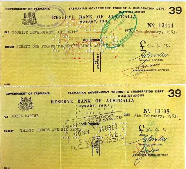 1963 RESERVE BANK of Australia Cheque (E) EUR 3,62 - PicClick FR