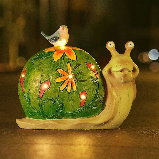 SOLAR SNAIL BIRD Light Resin Funny Snail Bird Decor Waterproof Garden ...