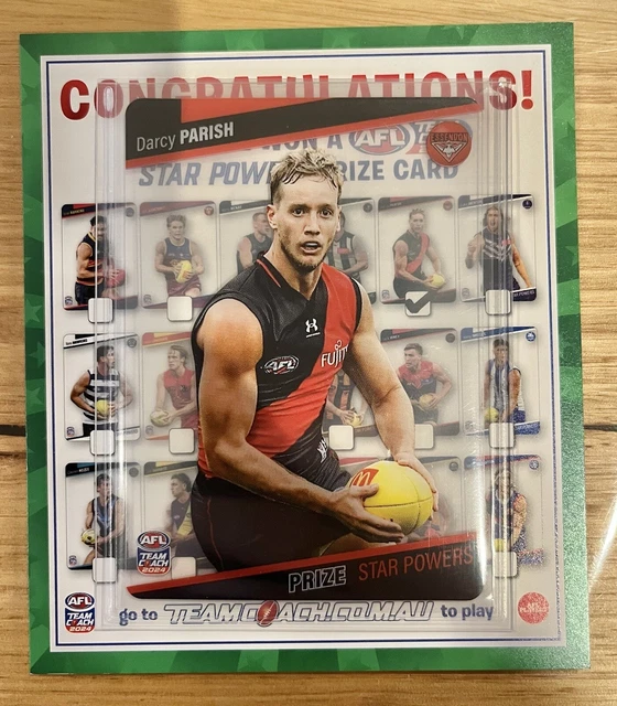 DARCY PARISH AFL Teamcoach 2024 Essendon Bombers Star Powers Prize Card ...