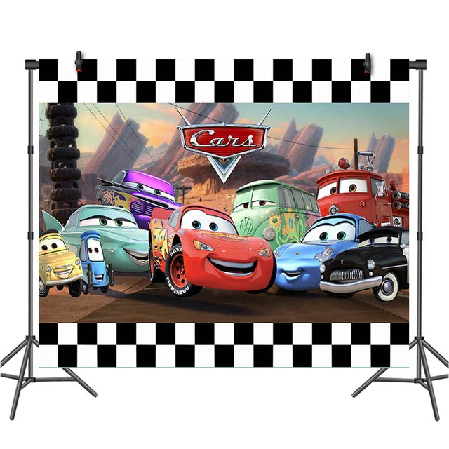 CARS KIDS HAPPY Birthday Backdrop Party Background Banner Studio Prop ...