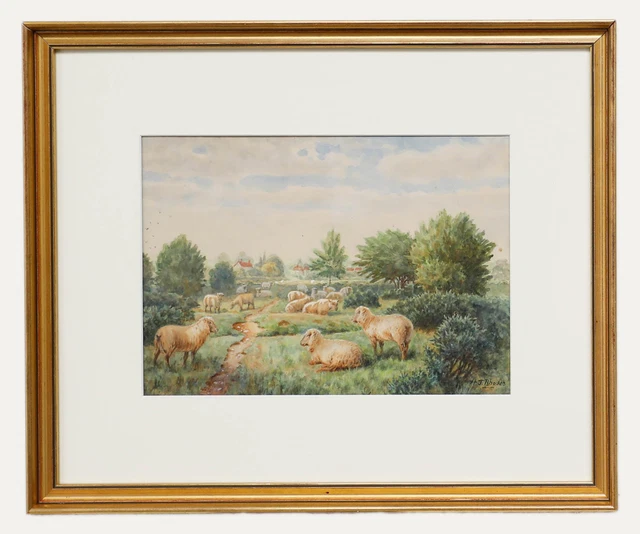HENRY J. RHODES - Framed Late 19th Century Watercolour, Sheep on ...