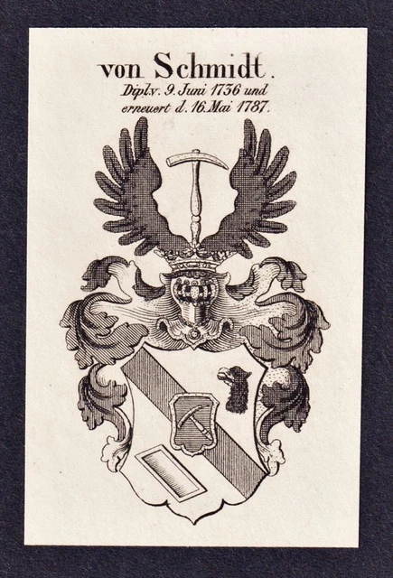 SCHMIDT WAPPEN BLASON Héraldiques Généalogie Héraldiques Gravure 1820 ...