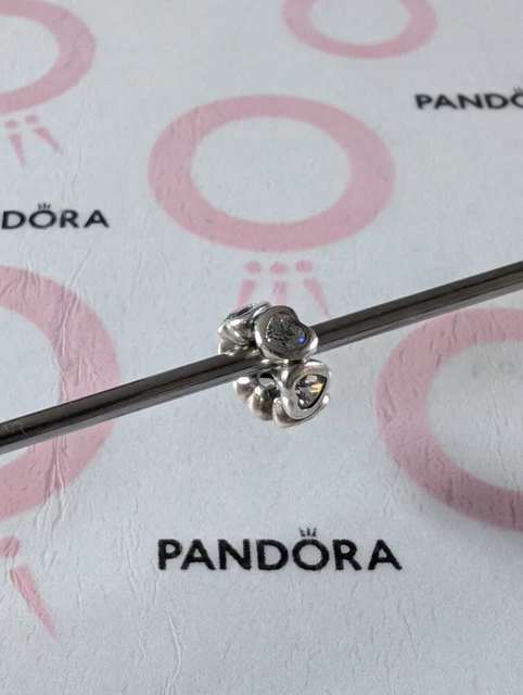 GENUINE PANDORA SILVER Valentine's 💕 Hearts 💕 Spacer Clear CZ Charm 925 ...