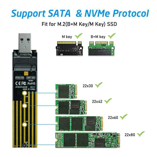 NVME TO USB Adapter, M'2 SSD to USB 3'1 Type A Card, Key Based PCIe H Prof $15.25 - PicClick AU