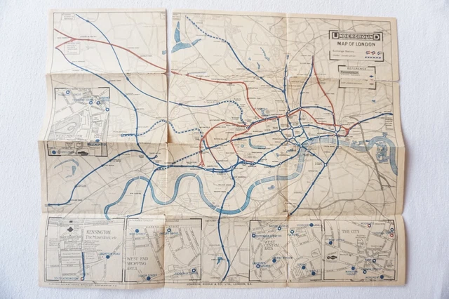 C1920S LONDON UNDERGROUND Electric Railways Tube Map MacDonald Gill £75 ...