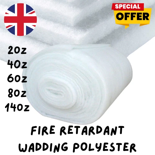 POLYESTER WADDING 150CM (60") Fire Retardant Quilting & Upholstery ...