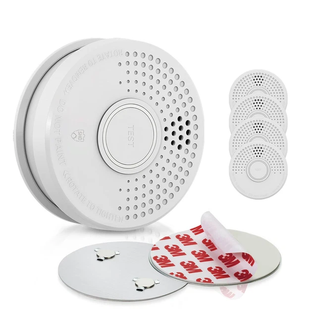 SMOKE DETECTOR FIRE Alarm Set Sensor Magnetic Mount Holder w/ Battery ...
