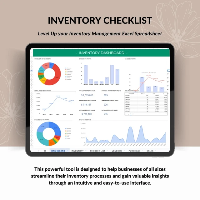 INVENTORY MANAGEMENT EXCEL Spreadsheet Google Sheets Template £8.99 ...