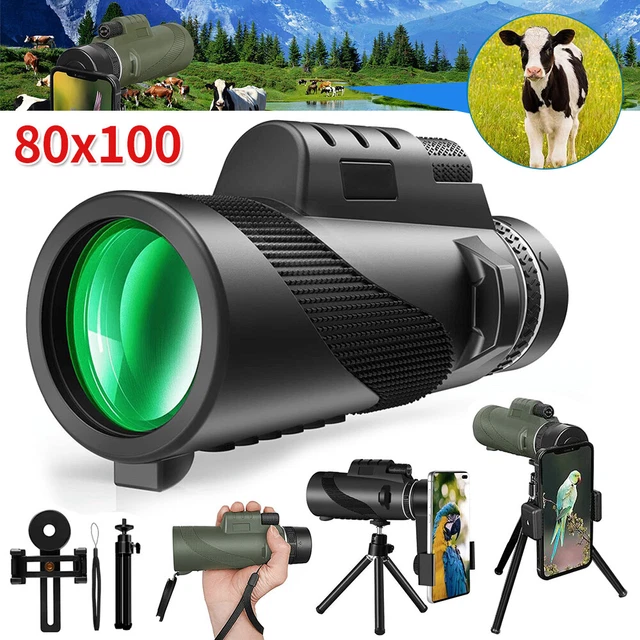 80X100 SUPER HIGH Power Portable Monocular Telescope Binoculars Hunting ...