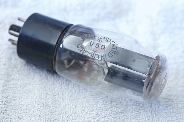 VINTAGE MARCONI U50 Full Wave Rectifier Valve/Tube.black Plate. Avo ...