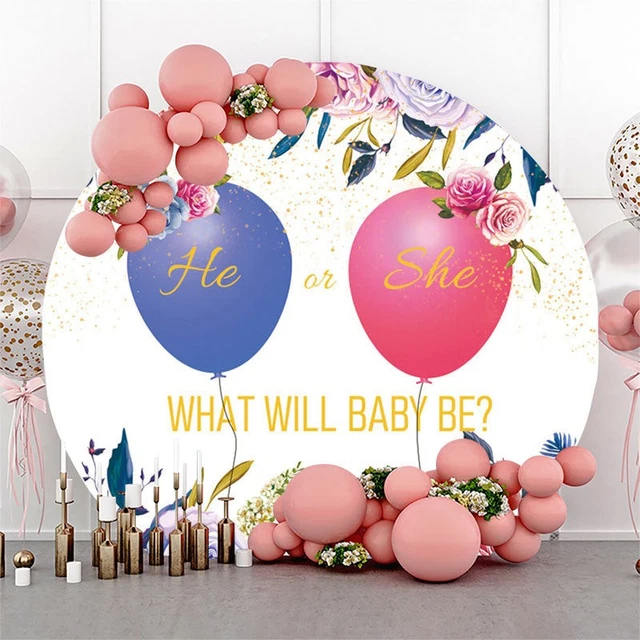 HE OR SHE Balloon Round Gender Reveal Backdrop $35.95 - PicClick AU