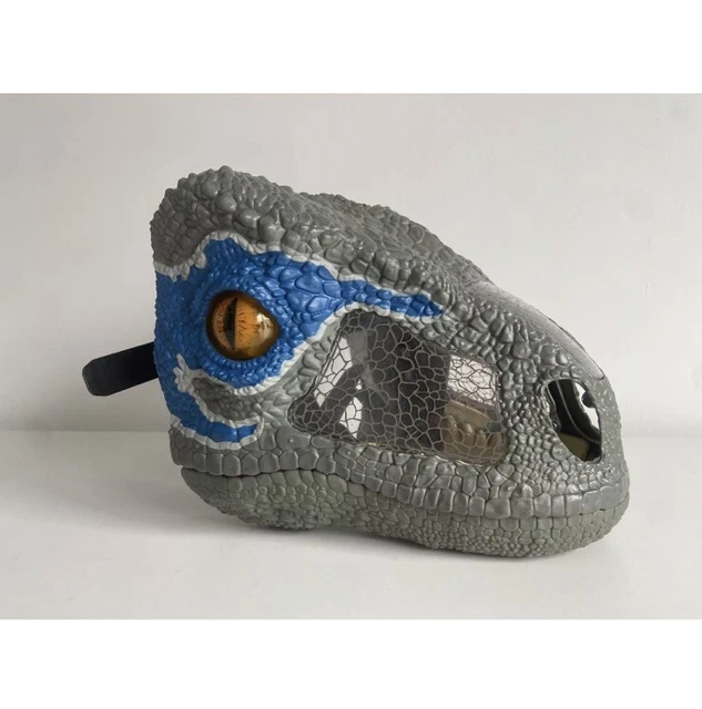 JURASSIC WORLD BLUE Raptor Mask 2017 Chomp N Roar Velociraptor Dinosaur ...