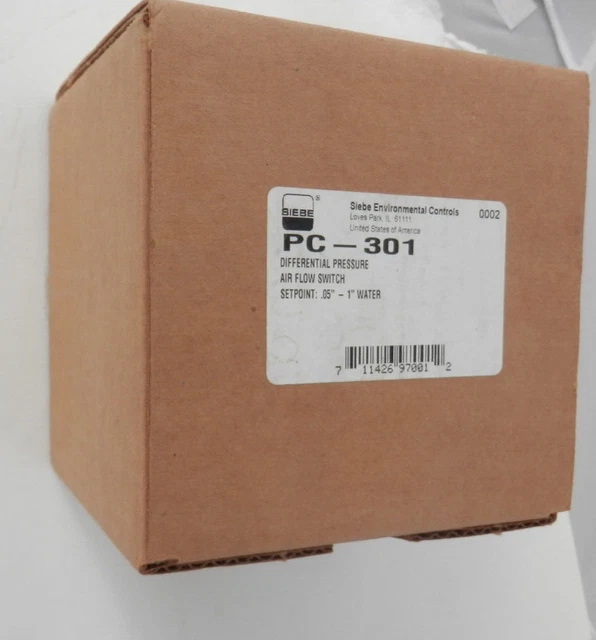 SIEBE DIFFERENTIAL PRESSURE Air Flow Switch PC-301 set point .05 - 1 ...