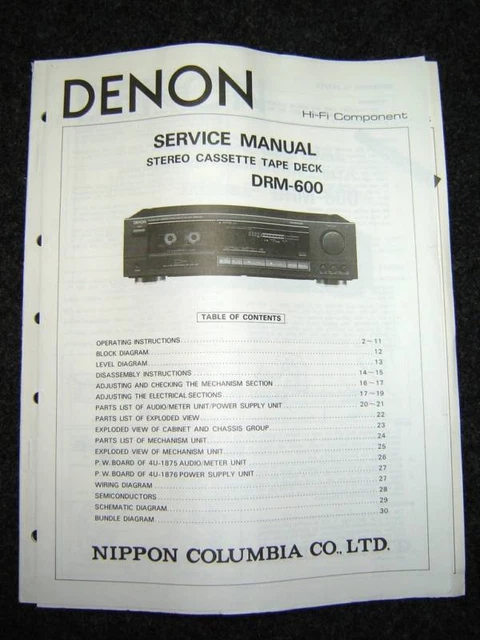 DENON DR-M2 DR-M3 DRM2 DRM3 Service Manual **ORIGINAL** £11.71 ...