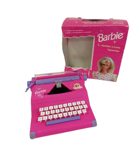 VINTAGE BARBIE TYPEWRITER Children Toy Pink Mehano Mattel 1999 Working ...