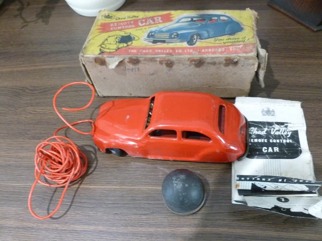 VINTAGE CHAD VALLEY Remote Control Tin Plate Car , Boxed, Clockwork £9. ...