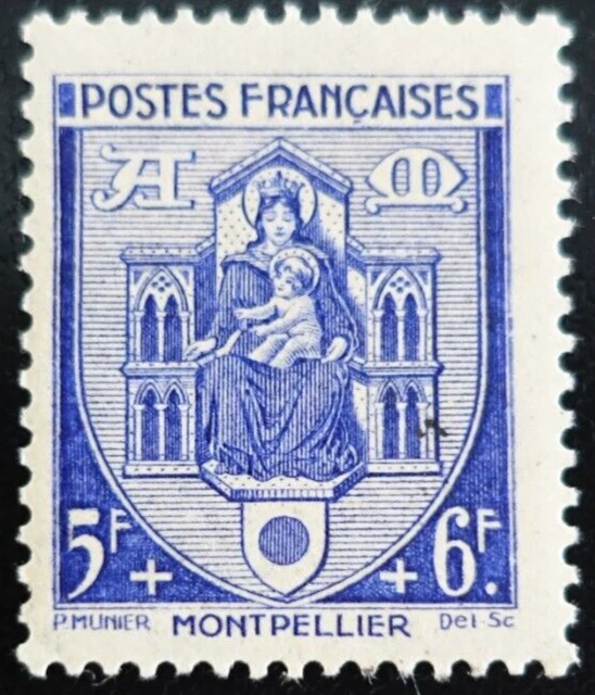 FRANCE TIMBRE ARMOIRIES BLASON de MONTPELLIER N°535 NEUF ** LUXE MNH ...