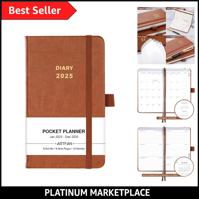 POCKET DIARY 2025 - A6 2025 from January 2025 - December 2025, brown £ ...