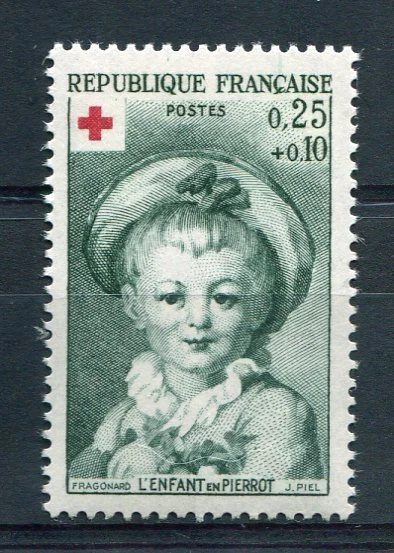 FRANCE 1962, TIMBRE 1367, CROIX ROUGE, tableau Fragonard, Enfant , neuf ...
