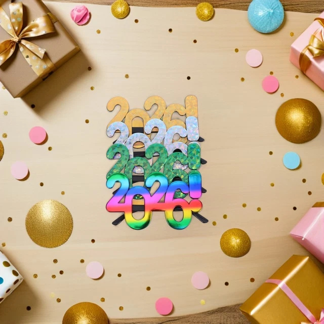 4 PCS 2026 Holiday Glasses Plastic Props For New Year Party Photo Use £ ...