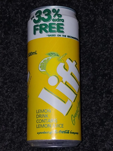 1990'S LIFT LEMON drink soft drink Can 33% extra Coca Cola company ...