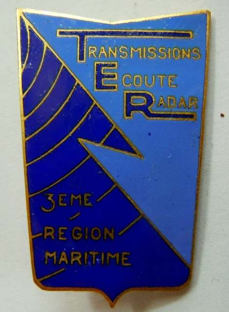 INSIGNE MARINE TRANSMISSIONS Ecoute Radar 3° Région Maritime (SDECE ...