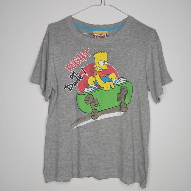 BART SIMPSON Y2K Skateboard T-Shirt The Simpsons 2009 Size 14 Grey Tee ...