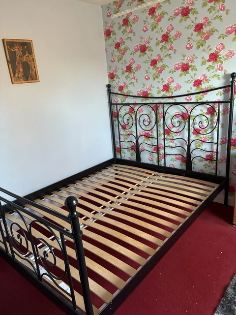 KING SIZE BLACK Metal Bed Frame VGC £44.38 - PicClick UK