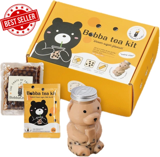 BOBBACRUSH – DIY Bubble Tea Kit Brown Sugar Flavor with Tapioca Pearls ...