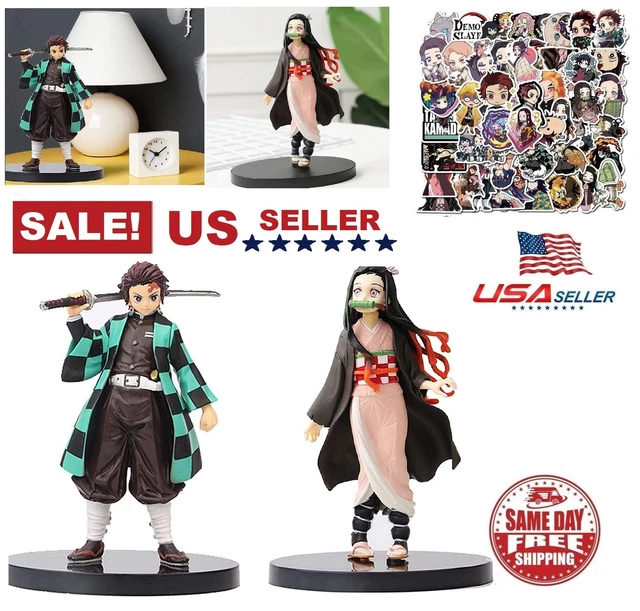 DEMON SLAYER SET Kimetsu no Yaiba Tanjiro Kamado Nezuko Action Figure & Stickers EUR 9,39 ...
