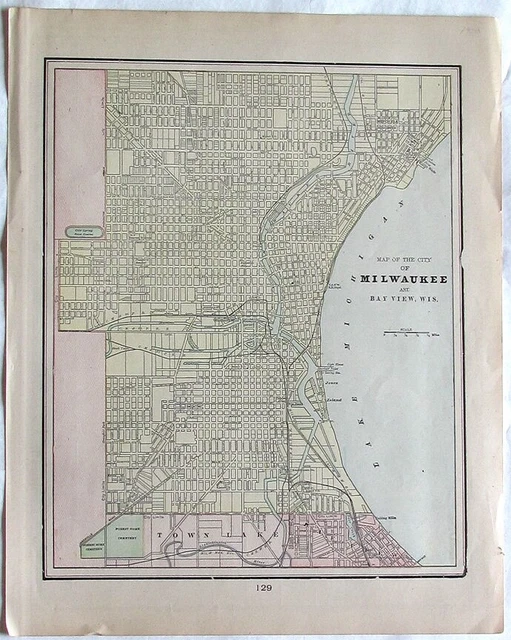 ORIGINAL CIRCA 1900 MAP OF CITIES OF MILWAUKEE AND SUPERIOR , WISCONSIN ...