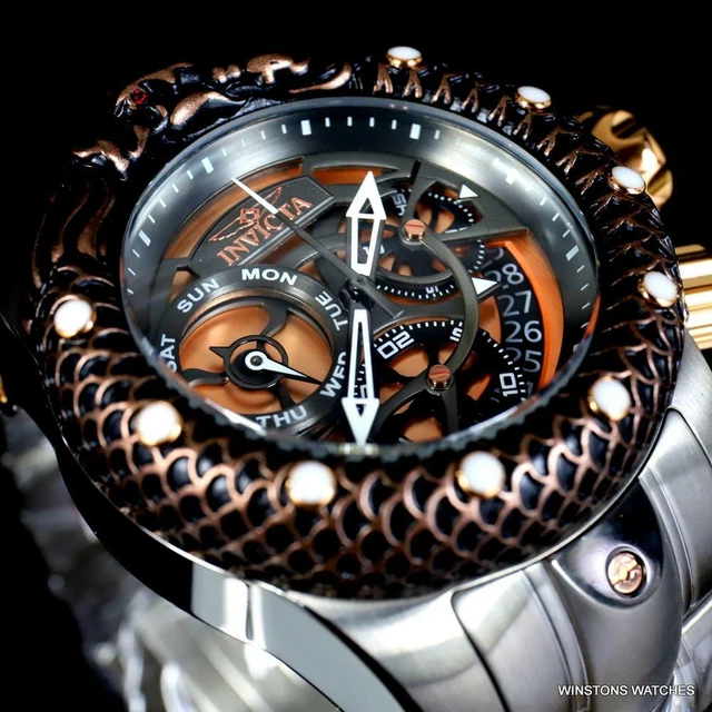 INVICTA VENOM SUBAQUA Drachen Maßstab Gunmetal Stahl Rose Goldton ...