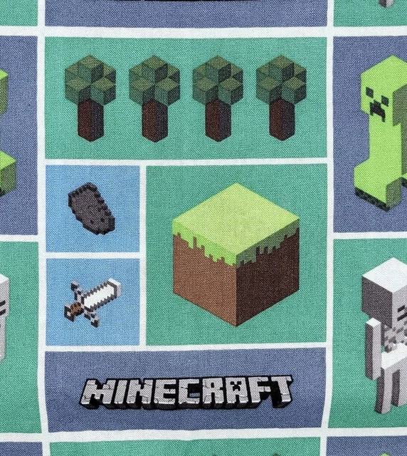 MINECRAFT MOSAIC GAME Block Creeper Mojang AB Synergies Cotton Fabric BTY £17.57 - PicClick UK