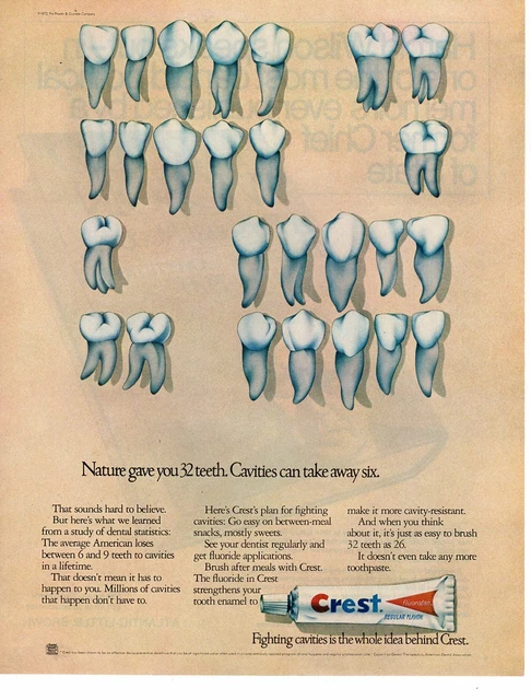 VINTAGE ADVERTISING PRINT ad toothpaste CREST Teeth don't Die You Kill ...