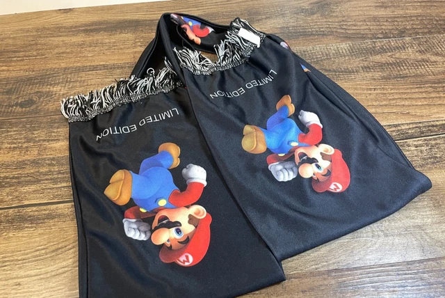 SUPER MARIO BROS. Limited Edition Mario 52" Scarf Nintendo Black Silky ...