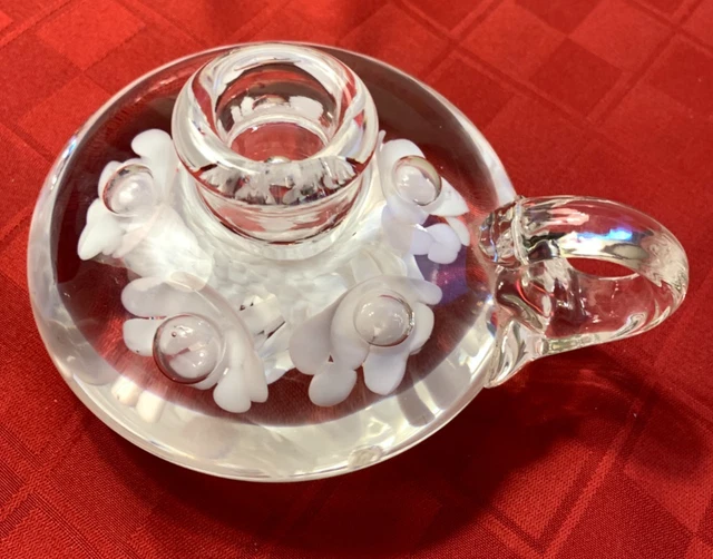JOE ST. CLAIRE Candle Holder WHITE Flowers 1987 NATIONAL HOLSTEIN ...