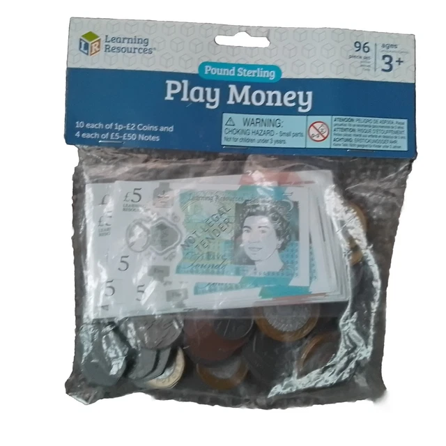 LEARNING RESOURCES UK Pound Sterling Pretend Play Money, 96 pieces, age ...