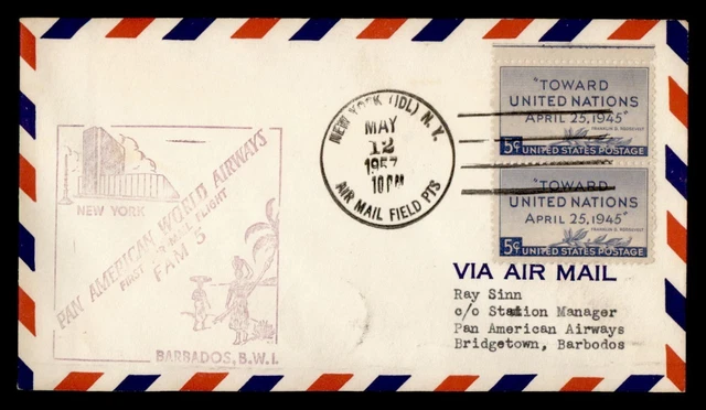 DR WHO 1957 First Flight Paa Ny To Barbados Fam 5-220F M44880 £1.59 ...
