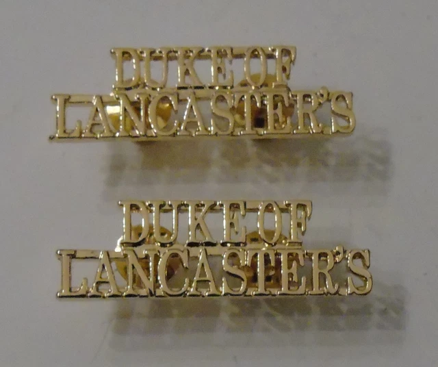 BRITISH ARMY DUKE of Lancaster's Regiment Gilt Shoulder Titles £2.99 ...